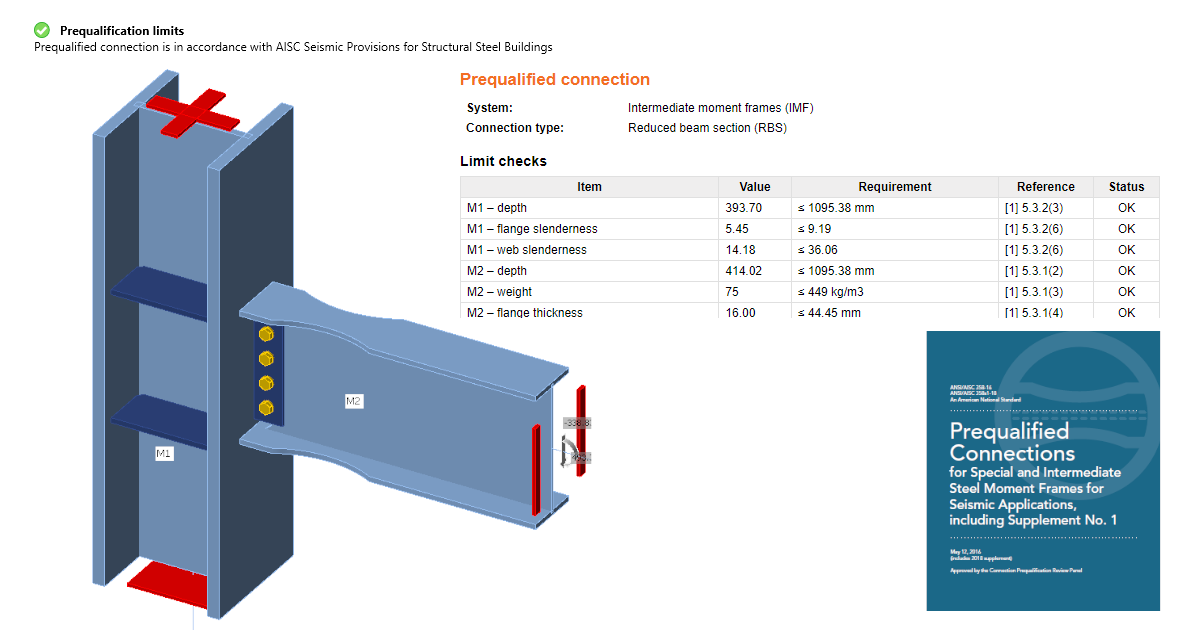 Qualification checks of seismic prequalified connections for AISC | IDEA StatiCa